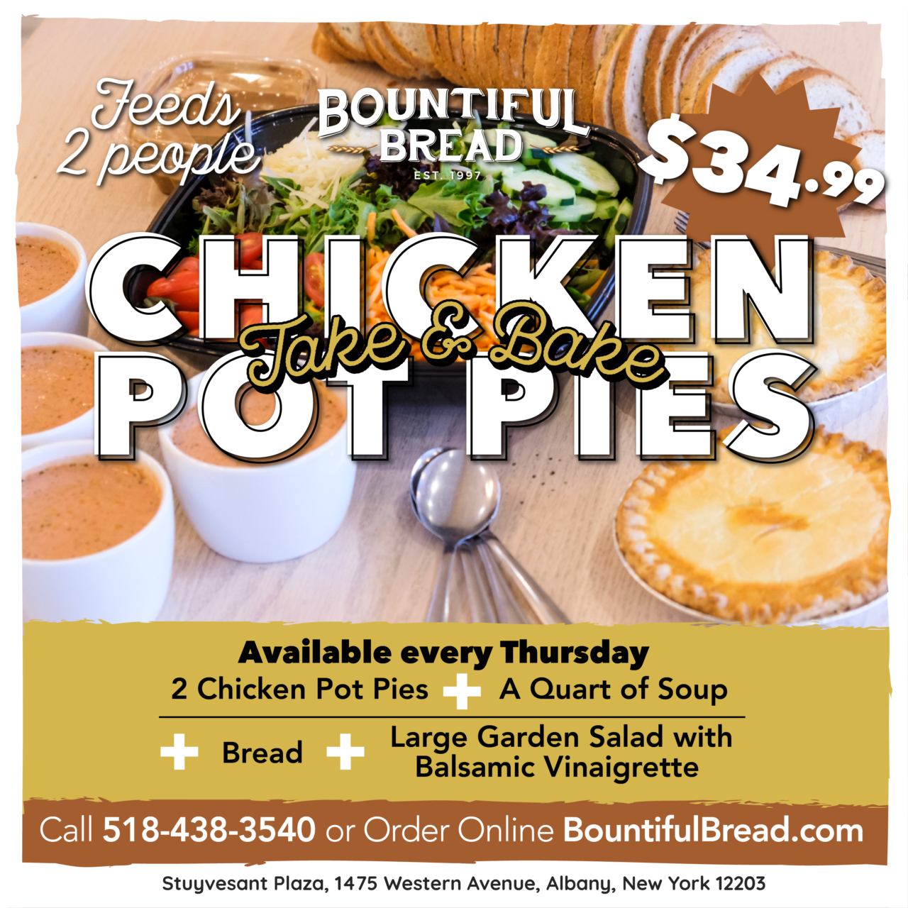 Take & Bake Chicken Pot Pie Dinners Return Thursdays at Bountiful Bread ...