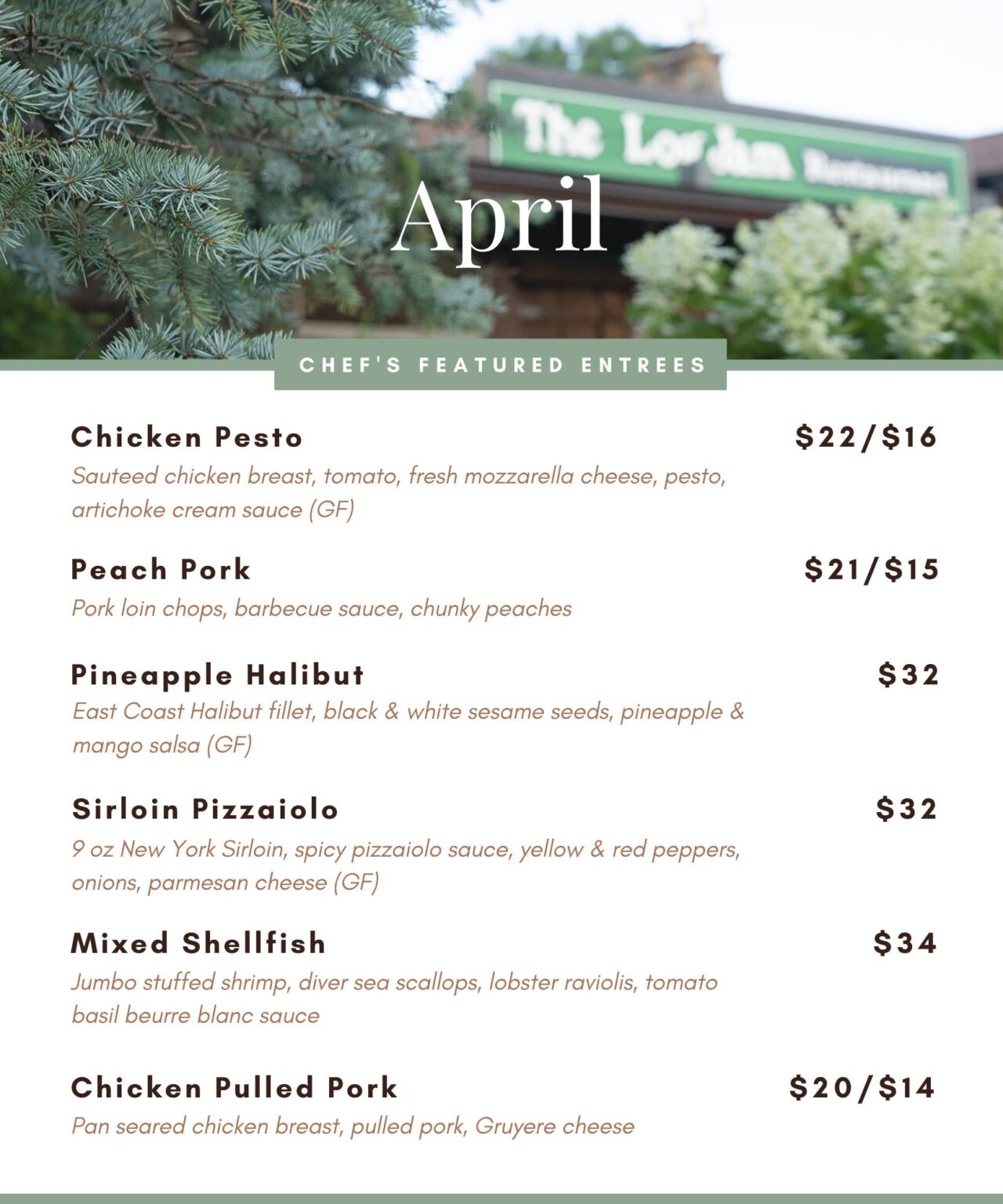 Log Jam Restaurant’s April Specials | White Management